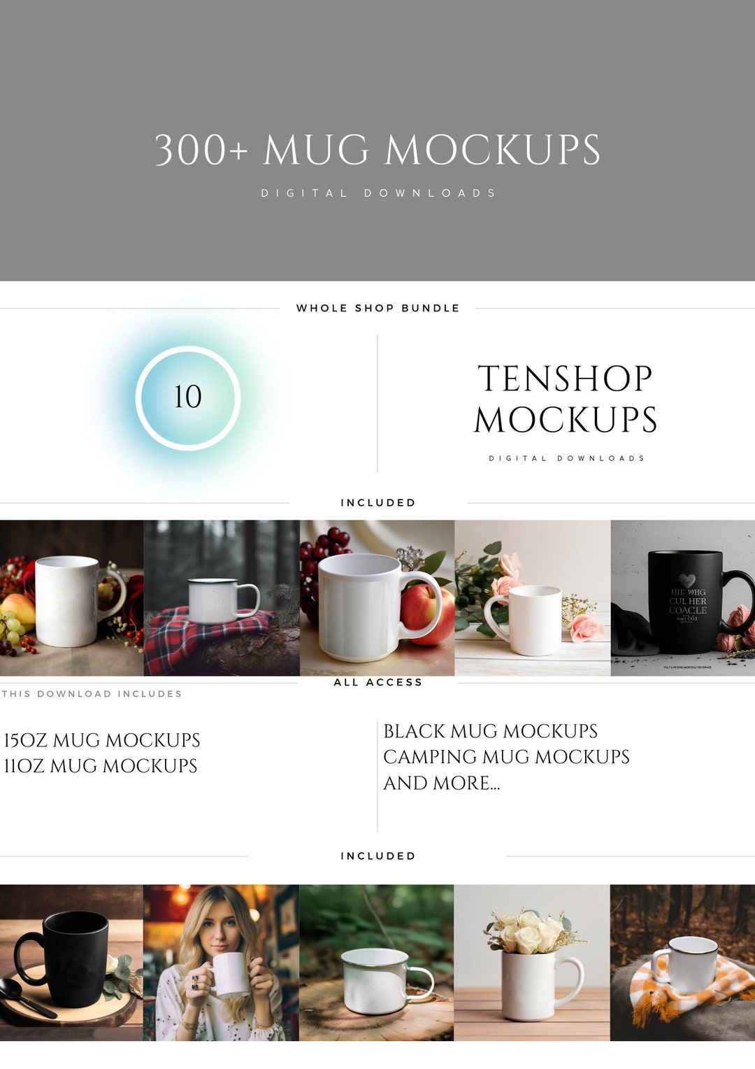 300 Mug Mockups Mockup Bundle 15oz Mugs 11oz Mugs Enamel Mugs Camping ...