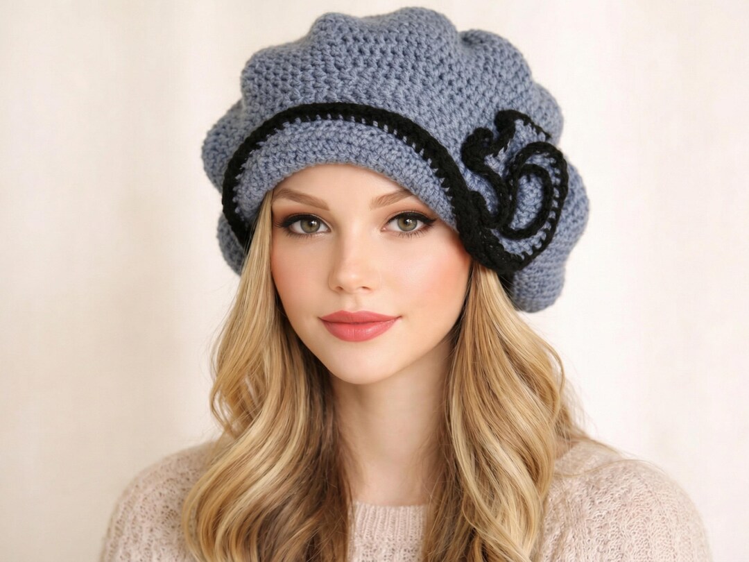 Patron de béret Felicita au crochet, tutoriel de béret à visière pour ...