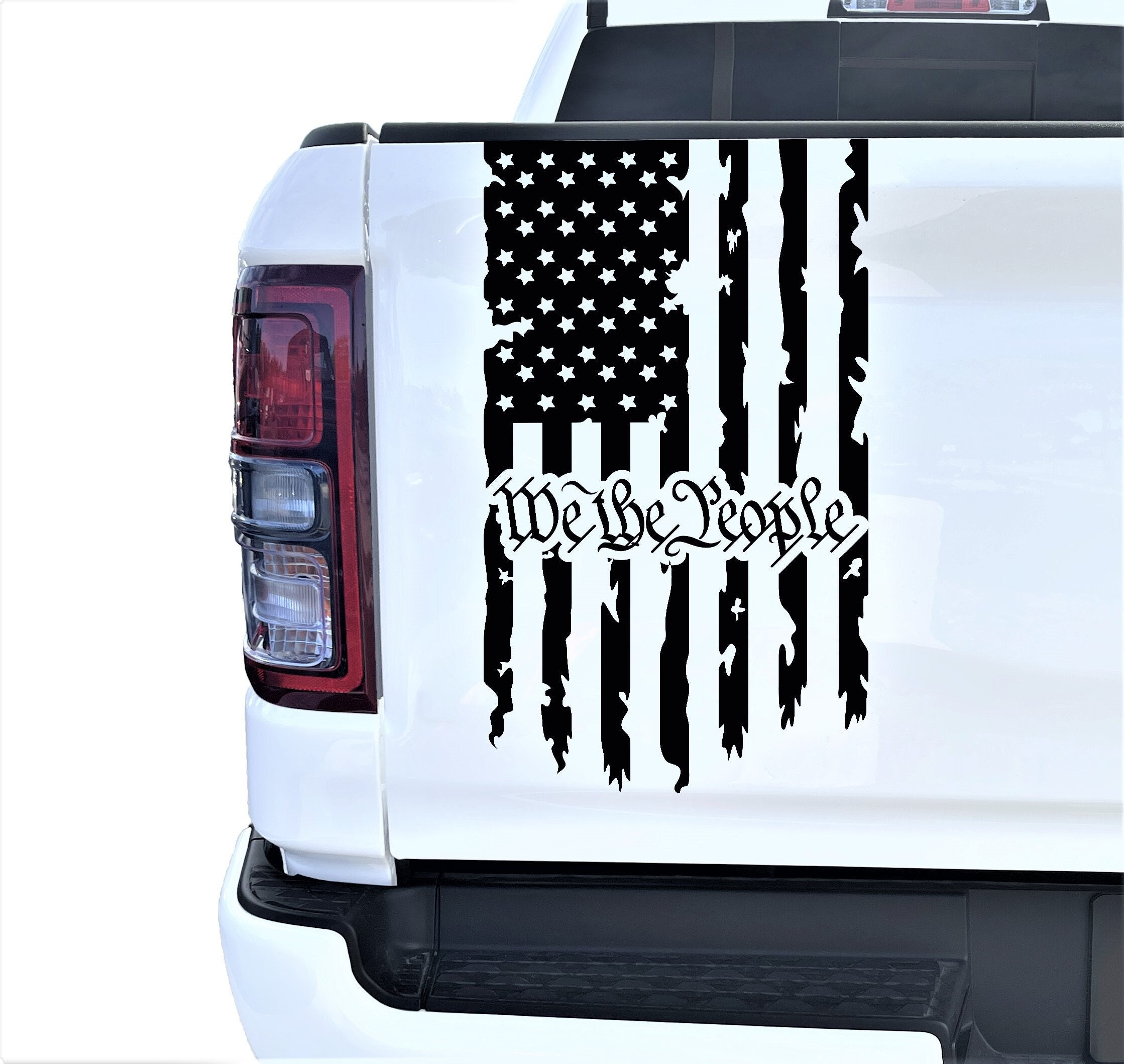 We the People Distressed American USA US Flag Truck Tailgate Vinyl ...