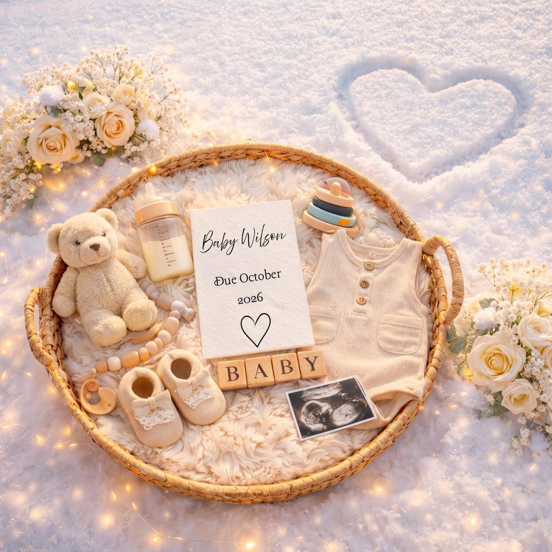 Winter Pregnancy Announcement Template, Editable Canva Social Media ...