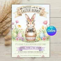 Photos With the Easter Bunny Flyer Editable Template, Spring Easter ...
