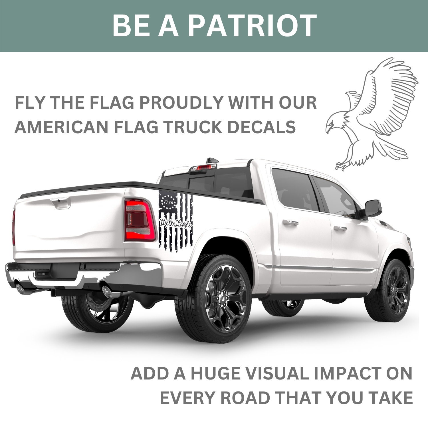 We the People Distressed American USA US Flag Truck Tailgate Vinyl ...
