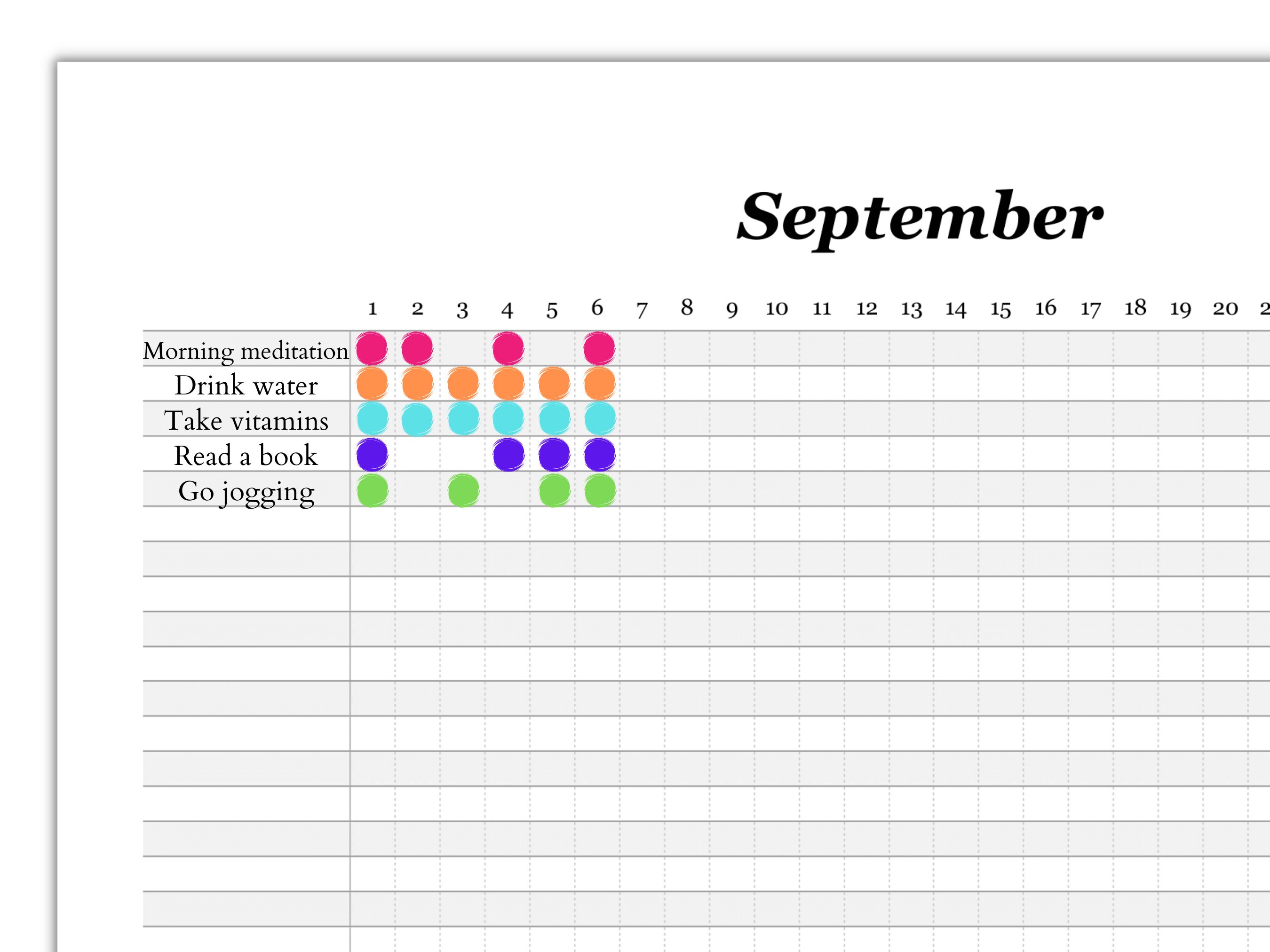 Monthly Habit Tracker Printable PDF. Daily Routine and Goal Tracker ...