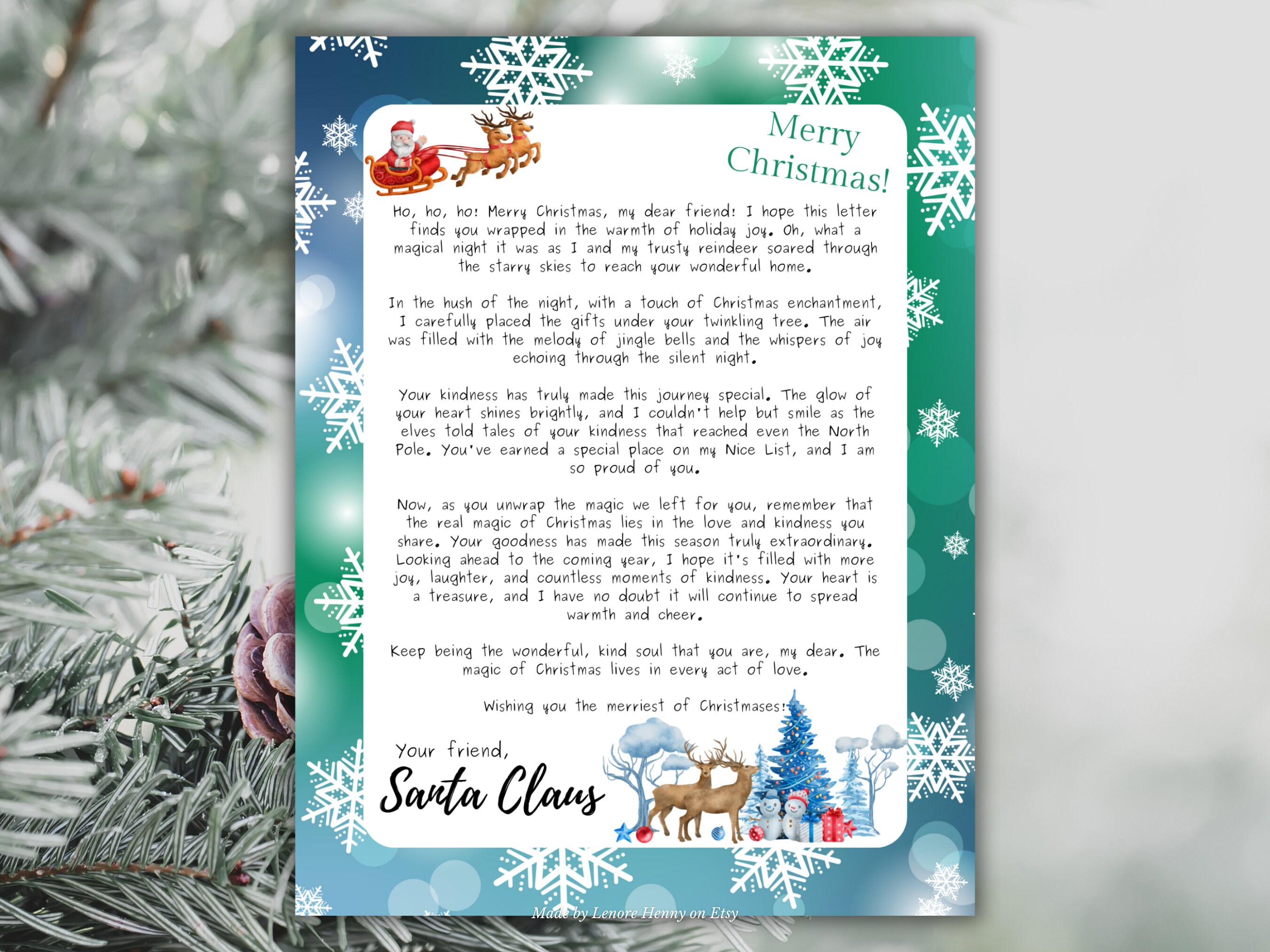 Printable Santa Letter, US Letter Size PDF. Christmas Letter From Santa ...