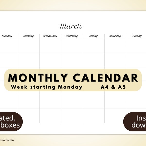 Empty Month Calendar - Etsy