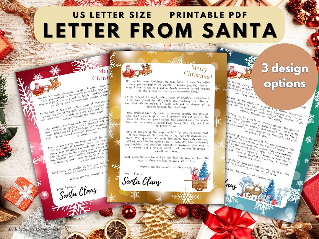 Printable Santa Letter, US Letter Size PDF. Christmas Letter From Santa ...