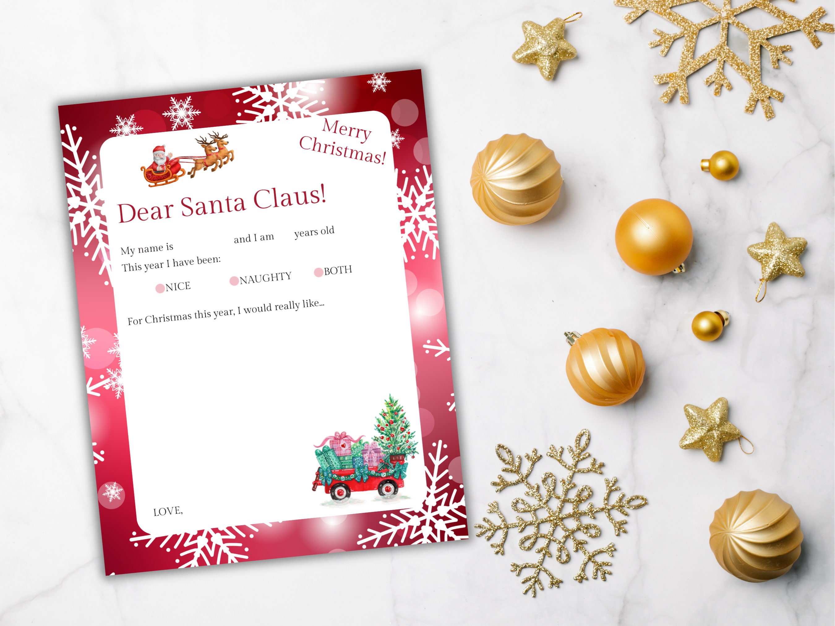 Kids Letter to Santa Claus, Printable Christmas Letter Template, Dear ...