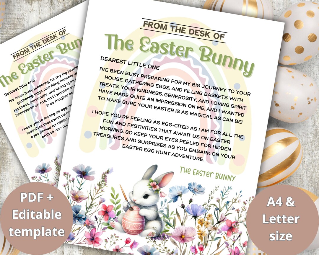 Editable Letter From the Easter Bunny. Personalized Easter Morning ...