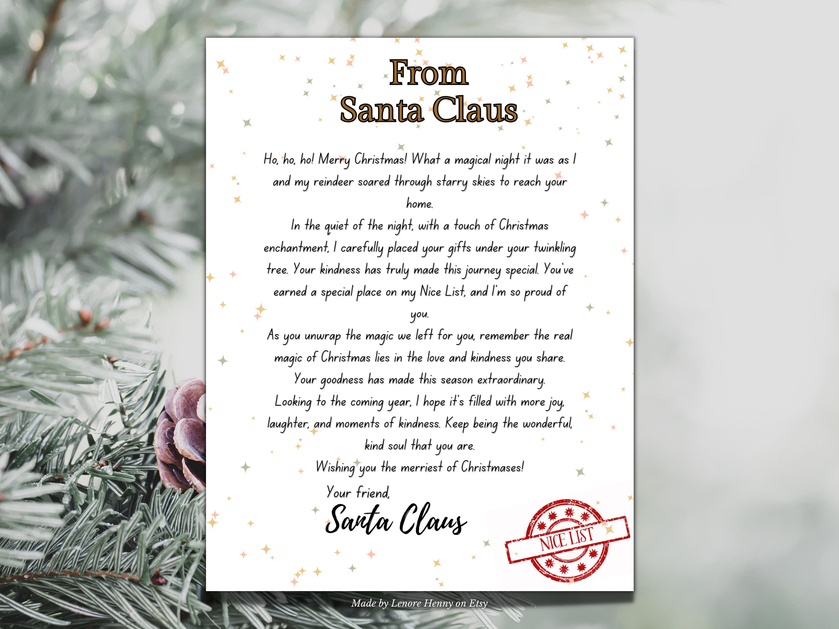 Christmas Letter From Santa Claus. Printable Santa Letter, US Letter ...