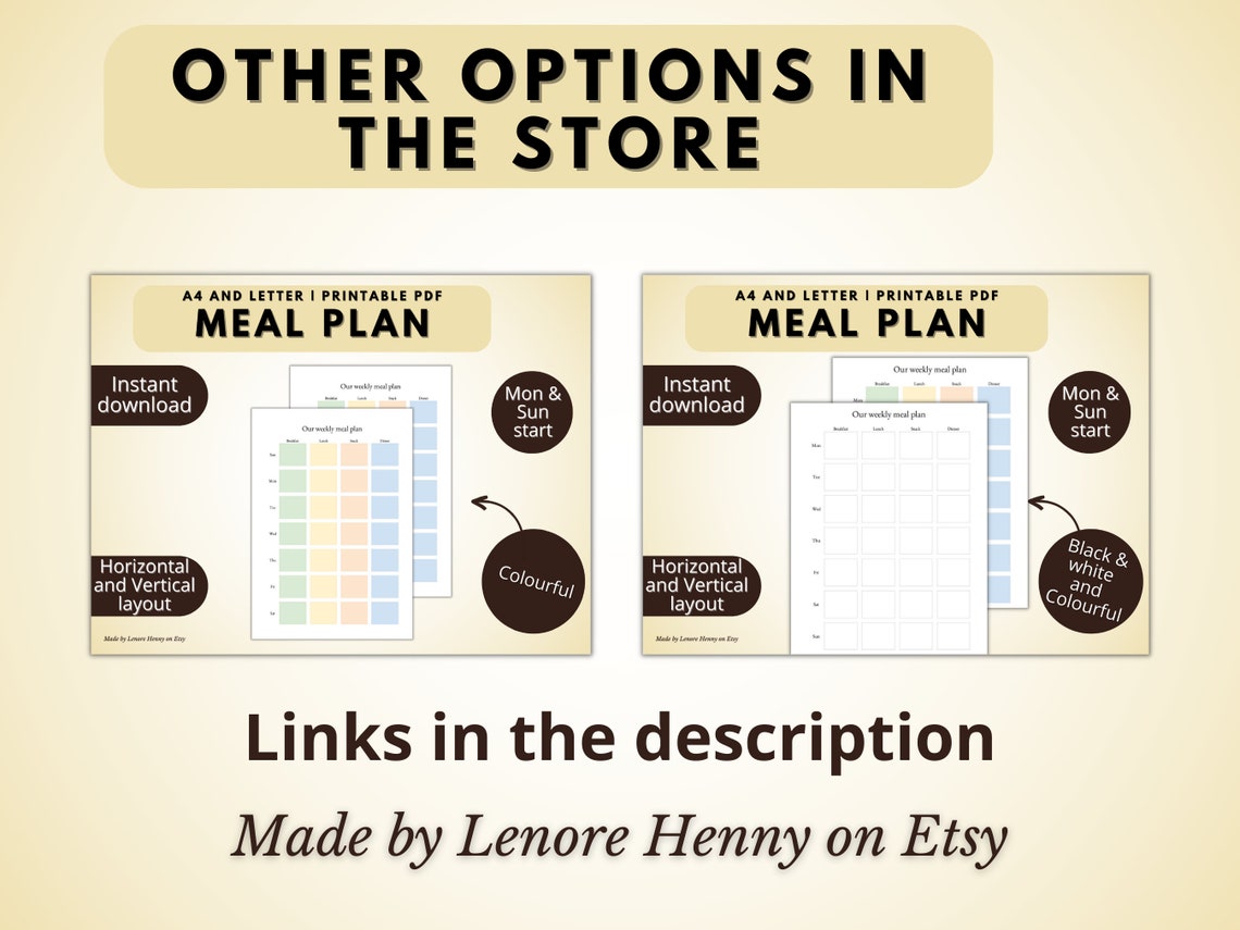 Weekly Meal Planner Printable, Meal Prep, Meal Tracker, Menu Planner ...