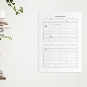 Printable Birthday Calendar Template for Family, Classroom, Friends ...