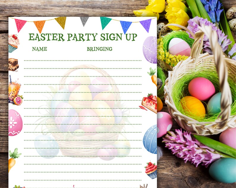 Editable Easter Sign up Sheet. Printable Party Meal Sign up Form ...