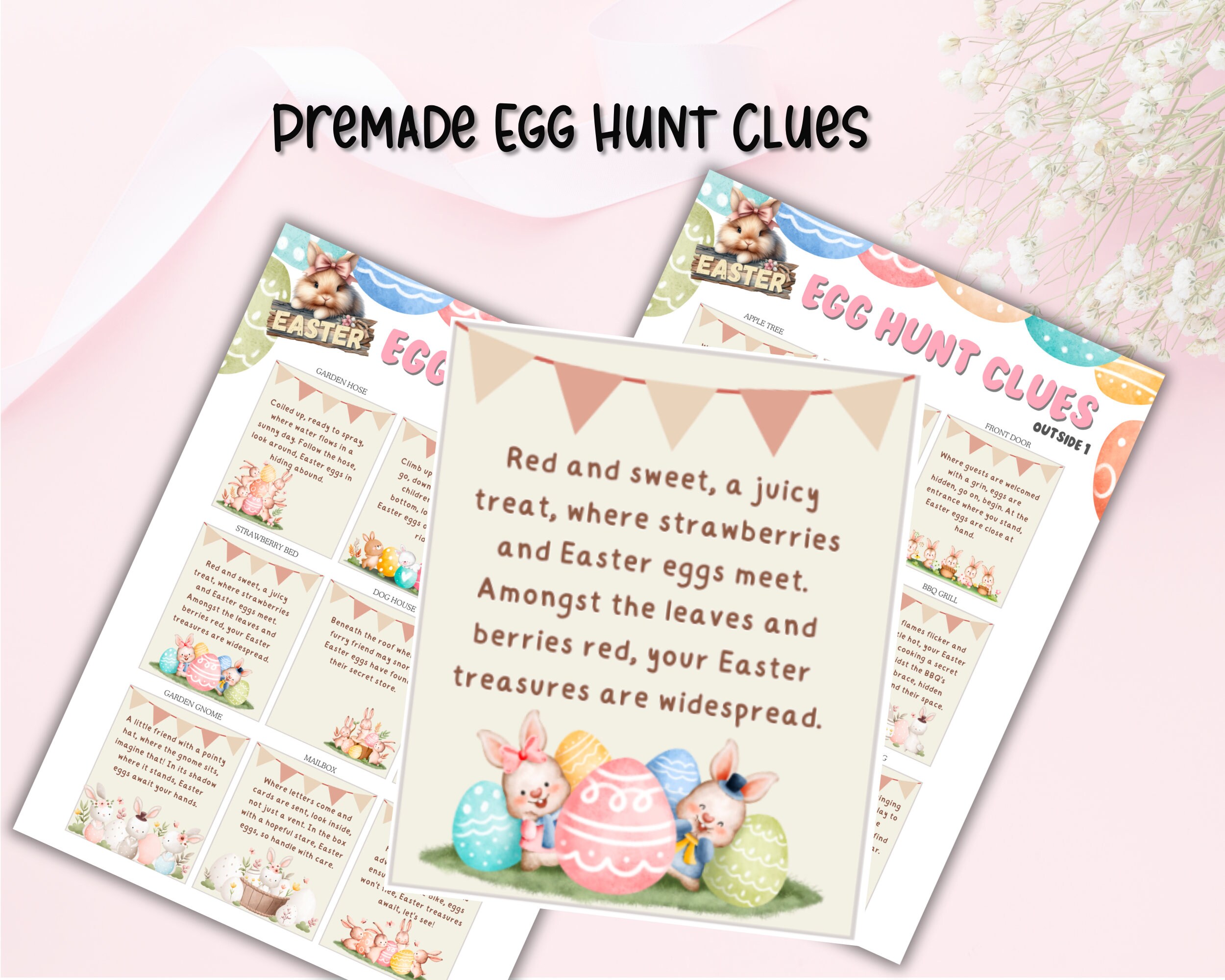 Easter Scavenger Hunt Clues for Outdoor. Preschool Yard Game Activity ...