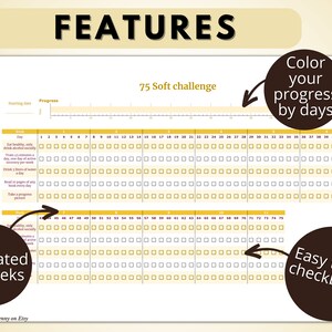 75 Soft Challenge PDF Printable Tracker in 6 Colors. Habit Tracker for ...