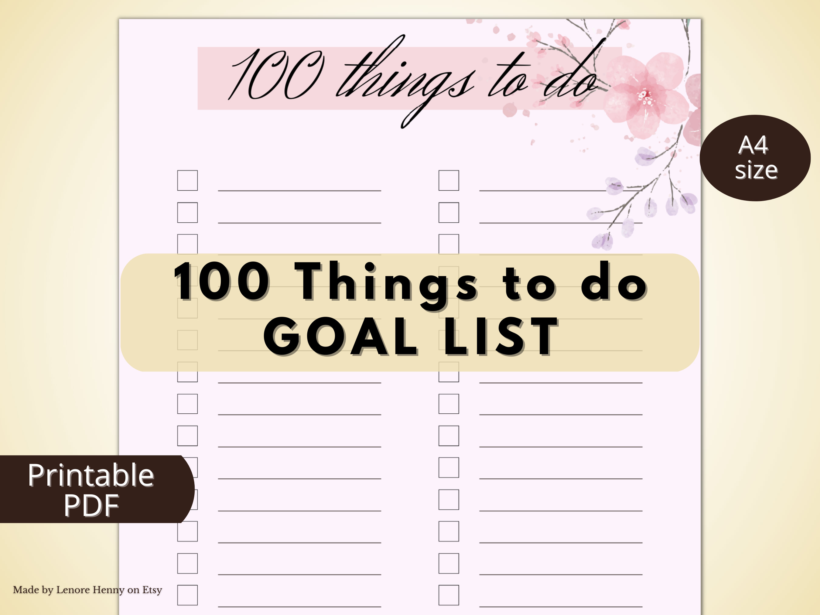 100 Things to Do Checklist: Stay Organized and Achieve Your Goals ...