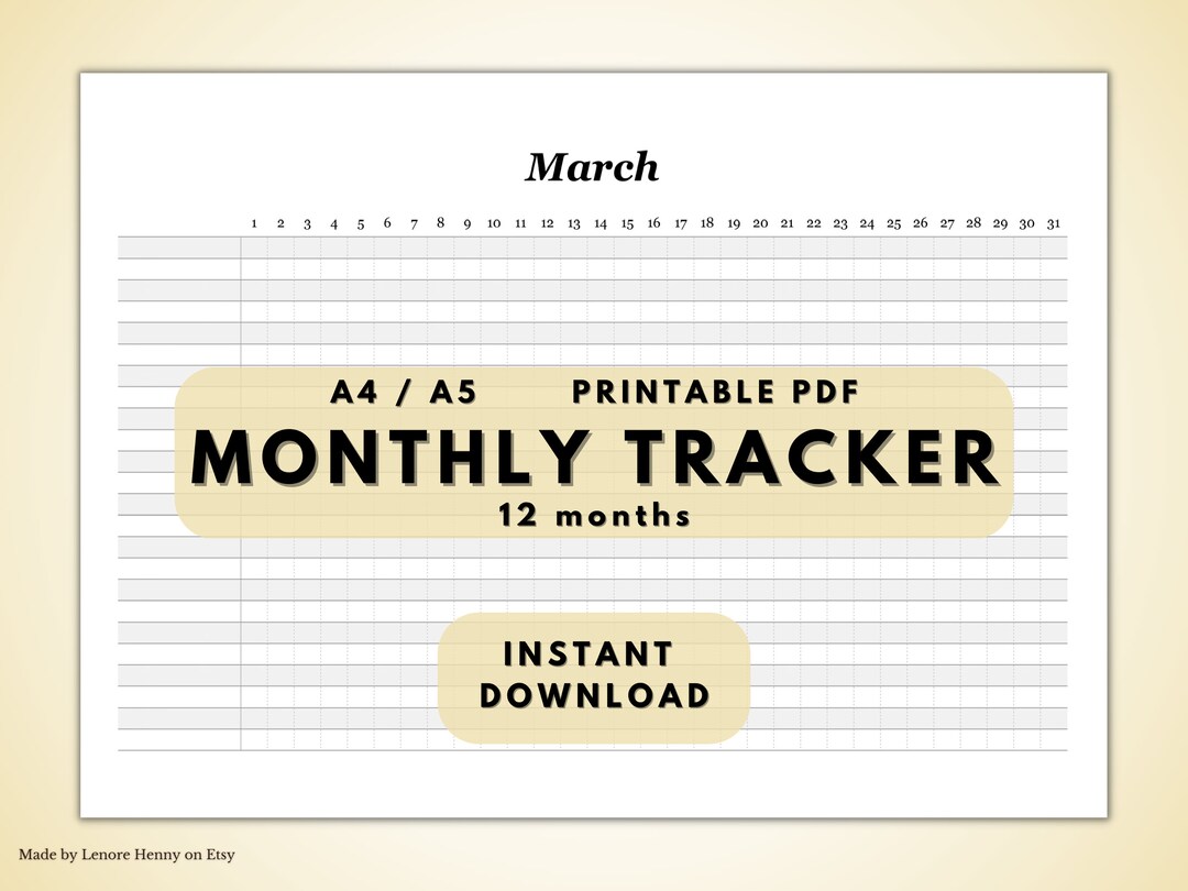 Monthly Habit Tracker Printable PDF. Daily Routine and Goal Tracker ...