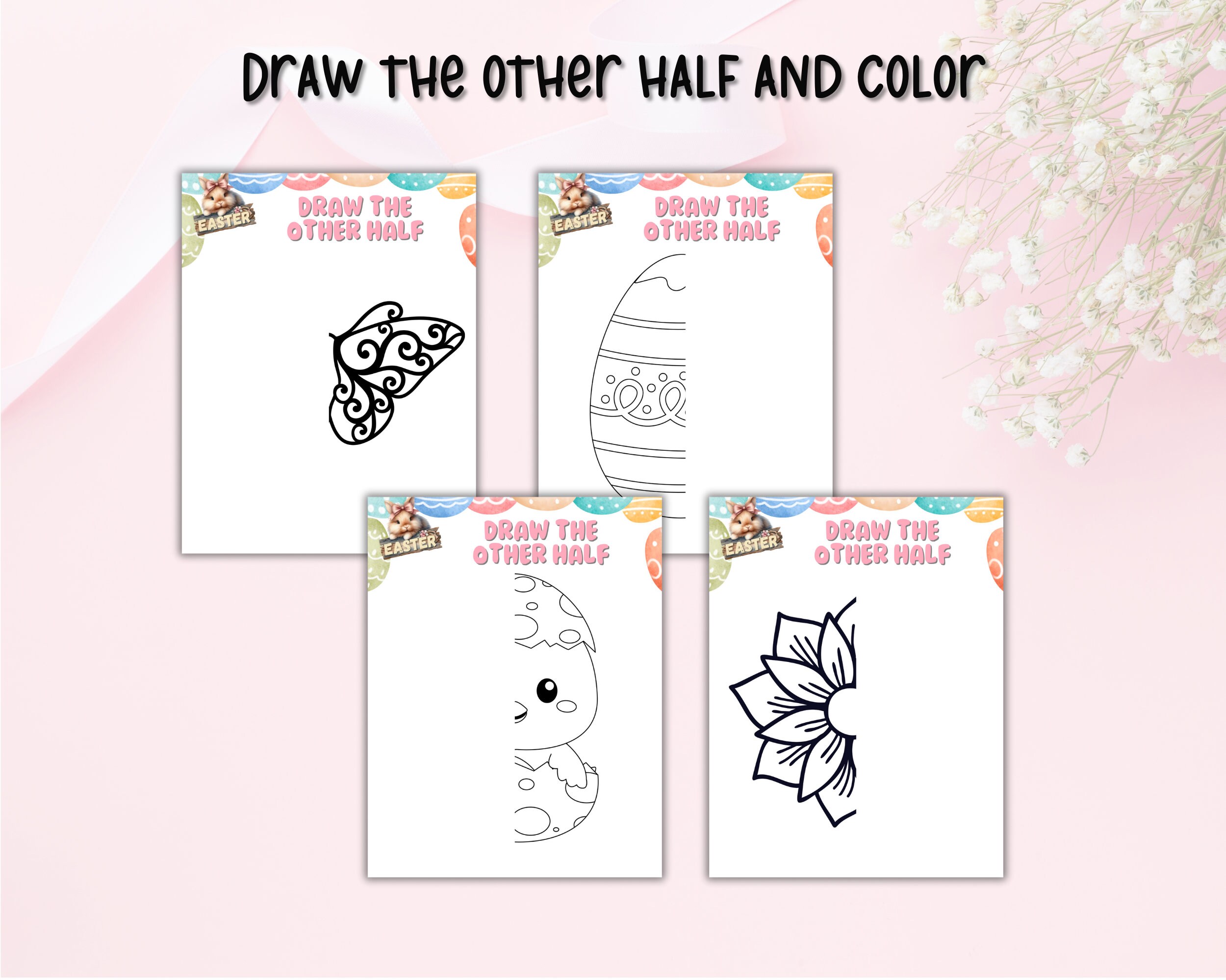 Easter Printable Coloring Pages. Spring Coloring Activity for Kids ...