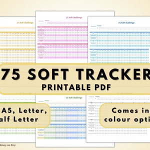 75 Soft Challenge PDF Printable Tracker in 6 Colors. Habit Tracker for ...