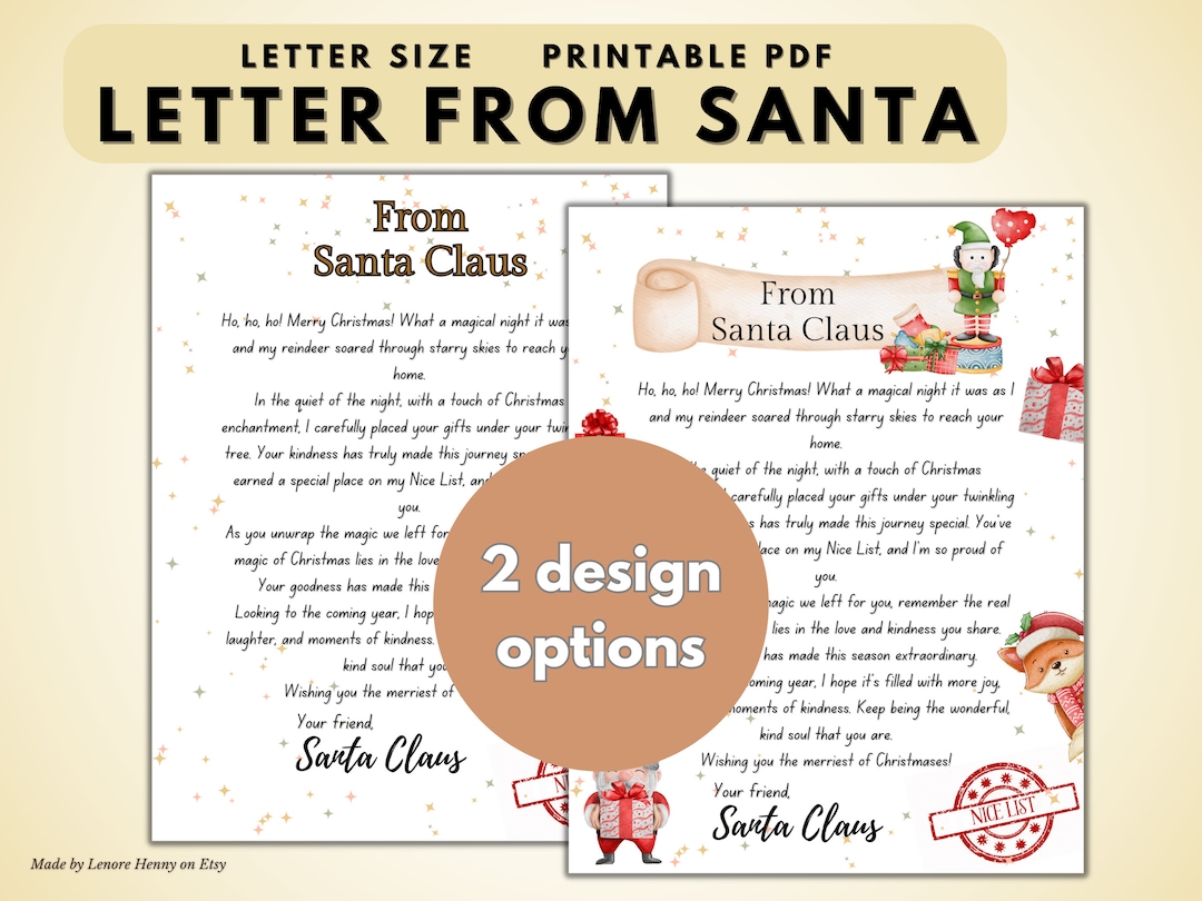 Christmas Letter From Santa Claus. Printable Santa Letter, US Letter ...