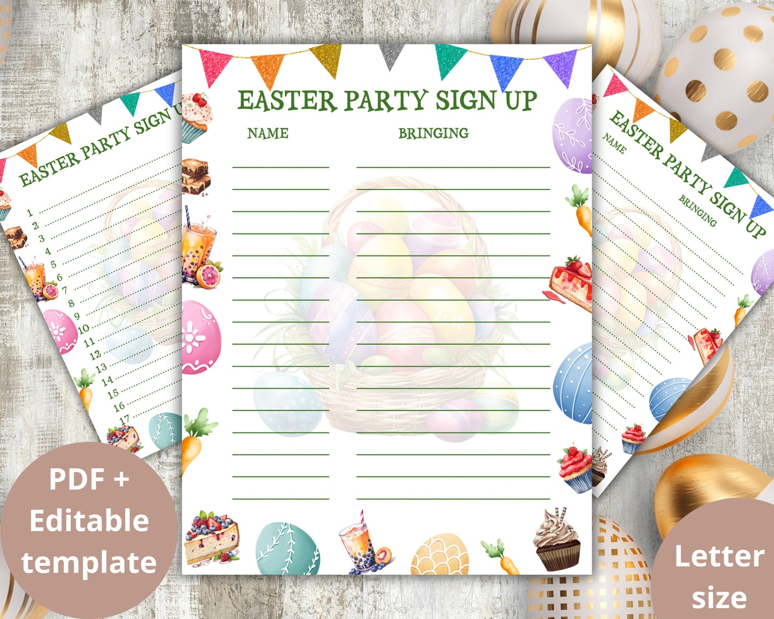 Editable Easter Sign up Sheet. Printable Party Meal Sign up Form ...
