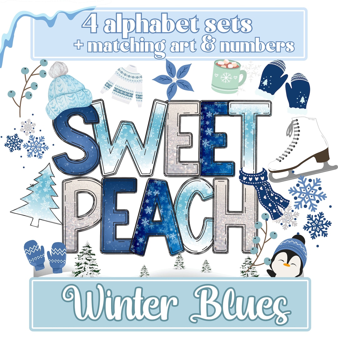 Winter Doodle Alphabet Letter PNG Bundle Winter Doodle Letter + Number ...