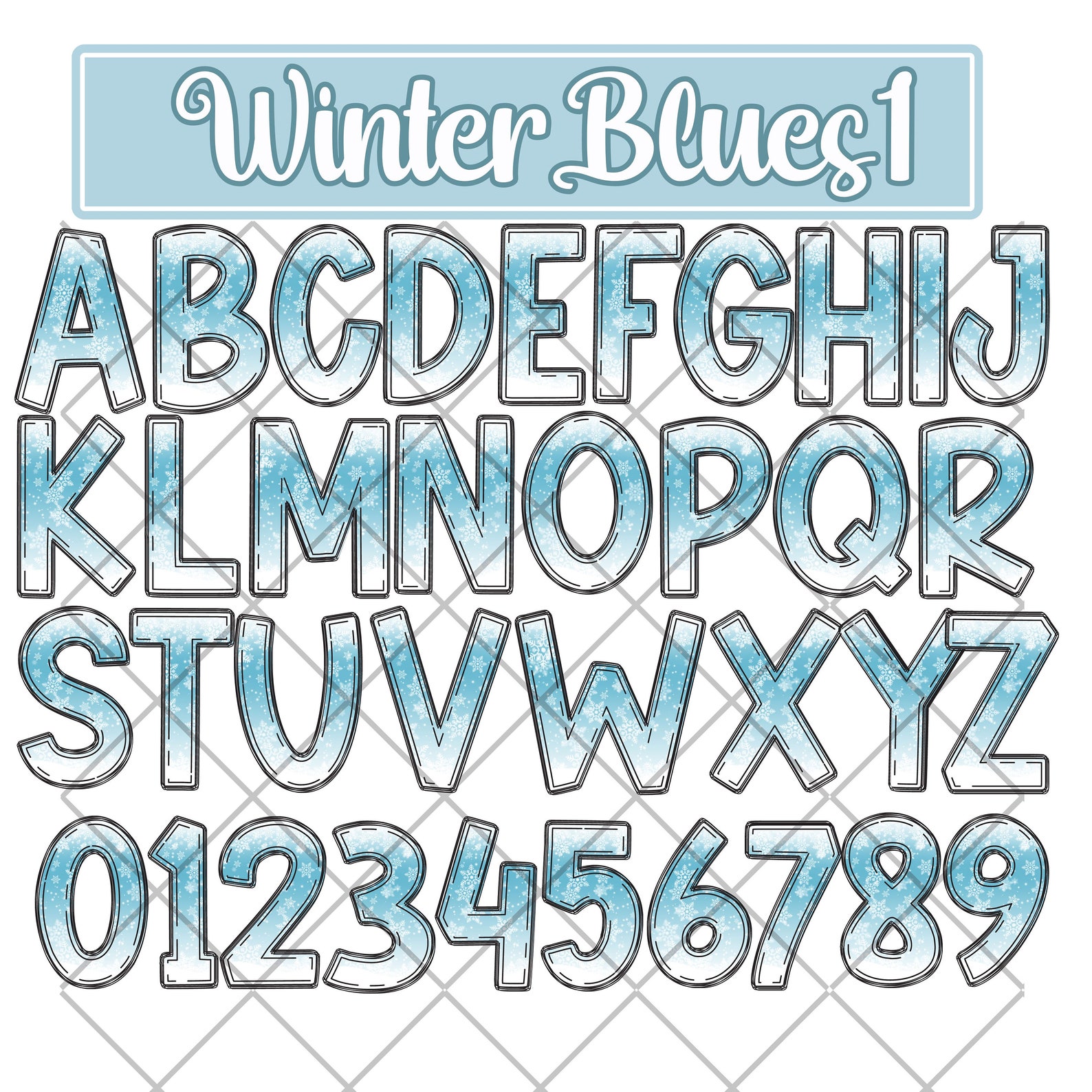 Winter Doodle Alphabet Letter PNG Bundle Winter Doodle Letter + Number ...