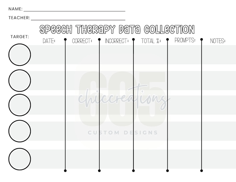 Speech Therapy Data Sheet for SLP Data Collection Sheet Printable ...