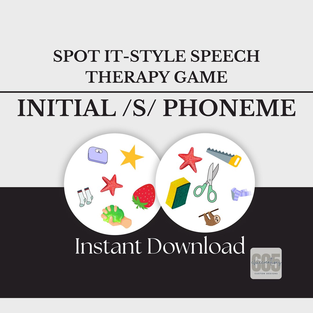 Initial S Articulation Speech Therapy Game Phoneme Spot It Style Card ...