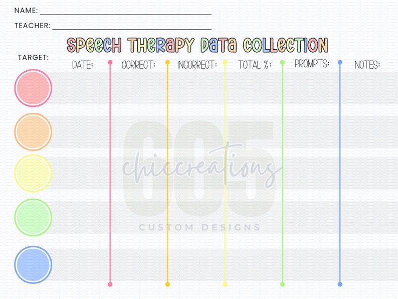 Speech Therapy Data Sheet for SLP Data Collection Sheet Printable ...