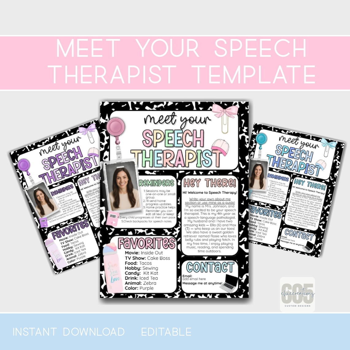 Meet the Speech Therapist Handout for Meet the SLP Template for Speech ...