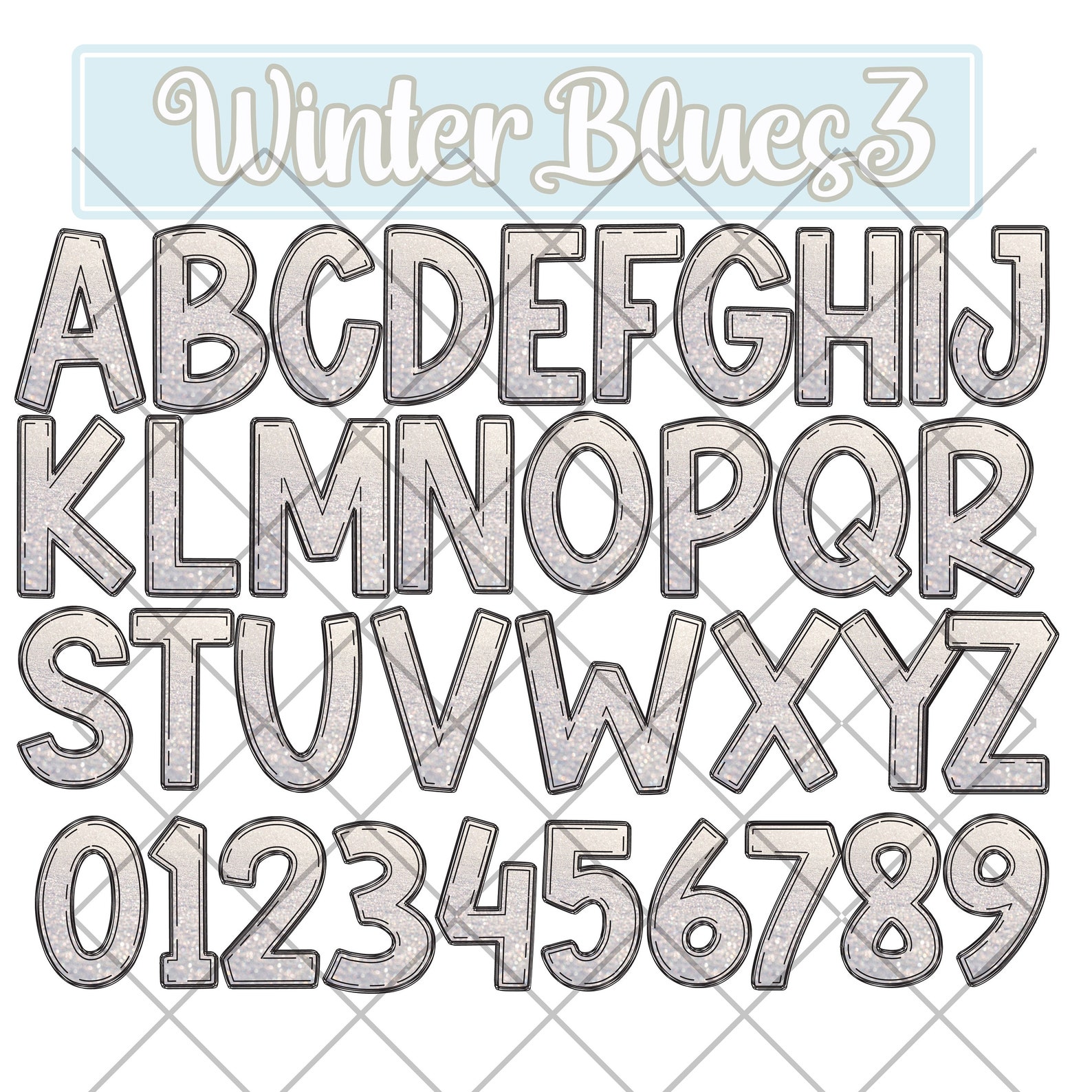 Winter Doodle Alphabet Letter PNG Bundle Winter Doodle Letter + Number ...