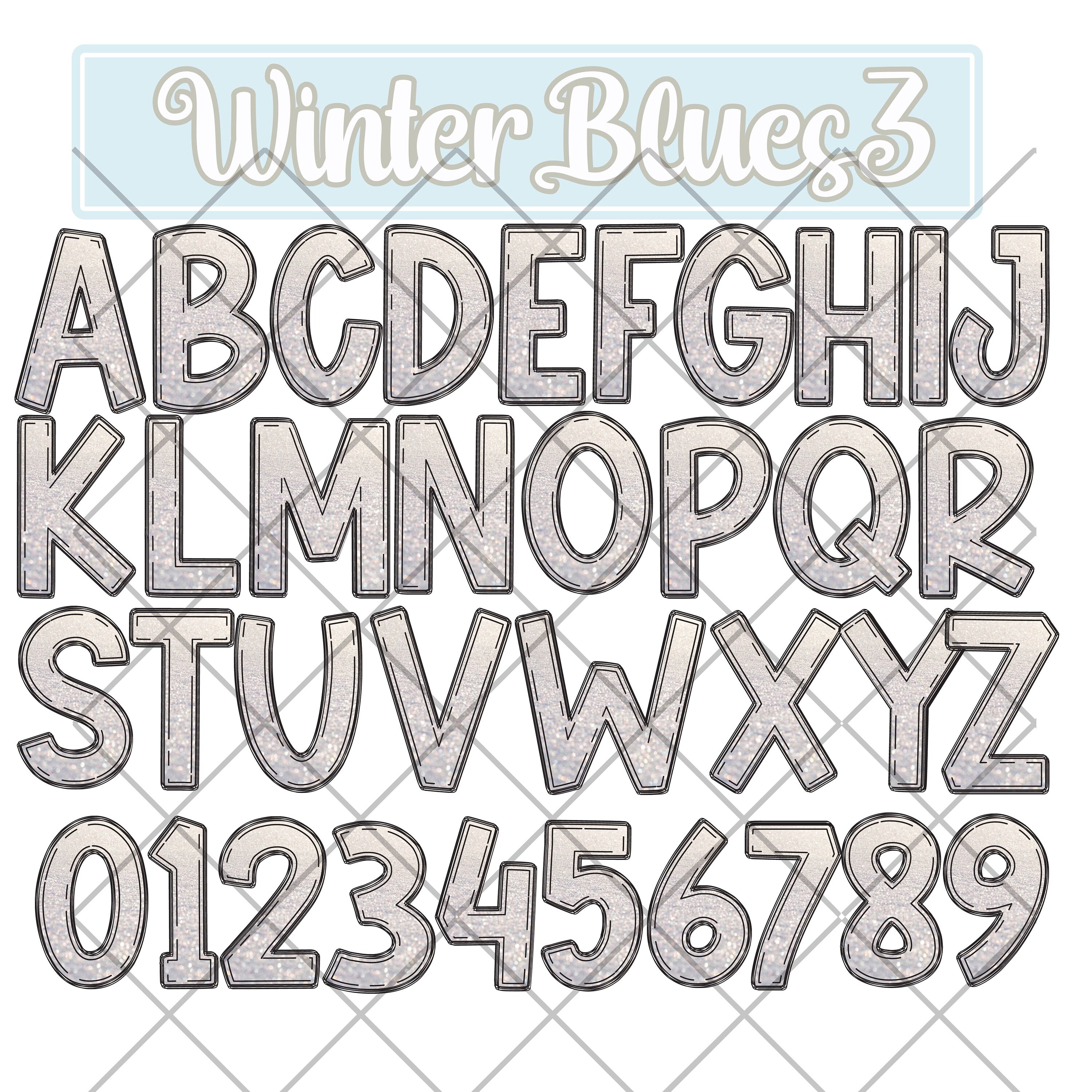 Winter Doodle Alphabet Letter PNG Bundle Winter Doodle Letter Number ...