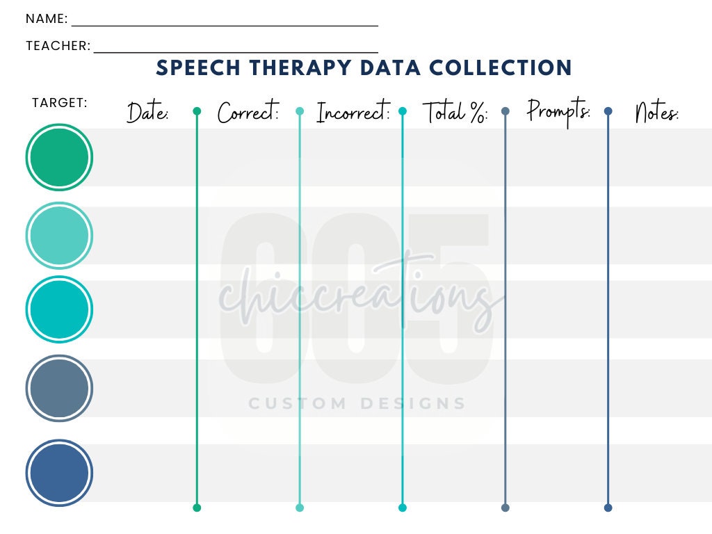 Speech Therapy Data Sheet for SLP Data Collection Sheet Printable ...