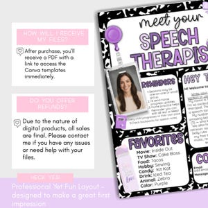 Meet the Speech Therapist Handout for Meet the SLP Template for Speech ...