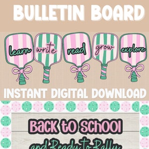Pickleball Bulletin Board for Back to School Green and Pink Classroom ...