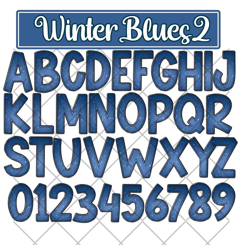 Winter Doodle Alphabet Letter PNG Bundle Winter Doodle Letter + Number ...