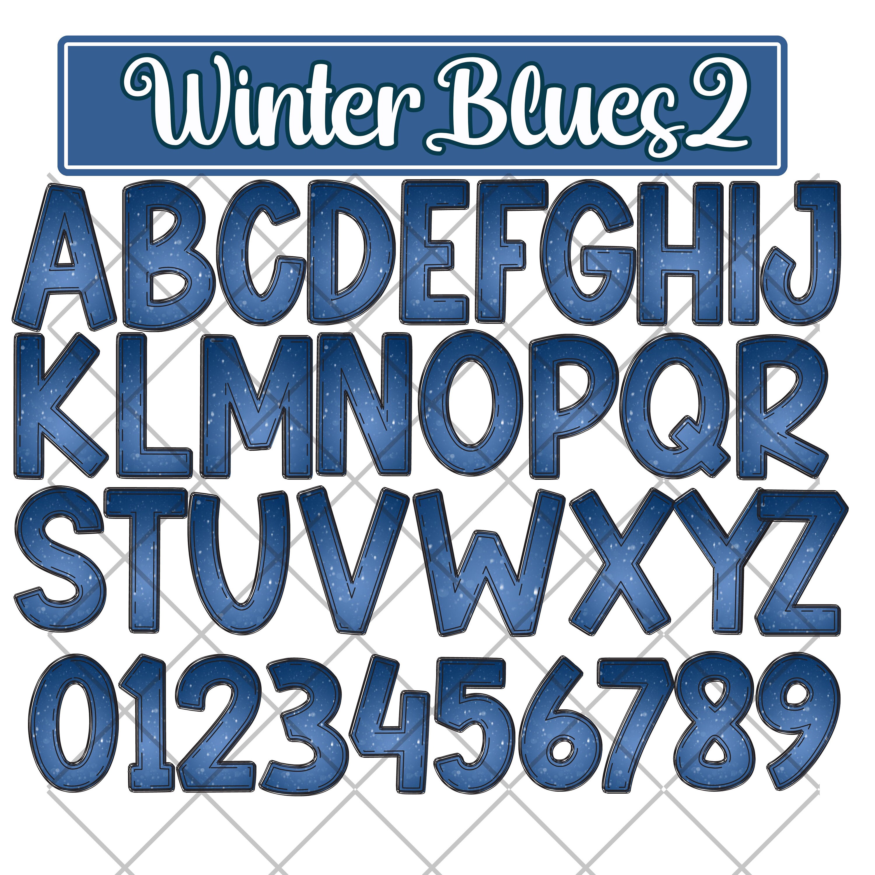 Winter Doodle Alphabet Letter PNG Bundle Winter Doodle Letter Number ...