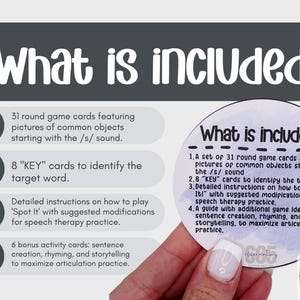 Speech Therapy Game S Sound Practice Spot It Style Educational Card ...