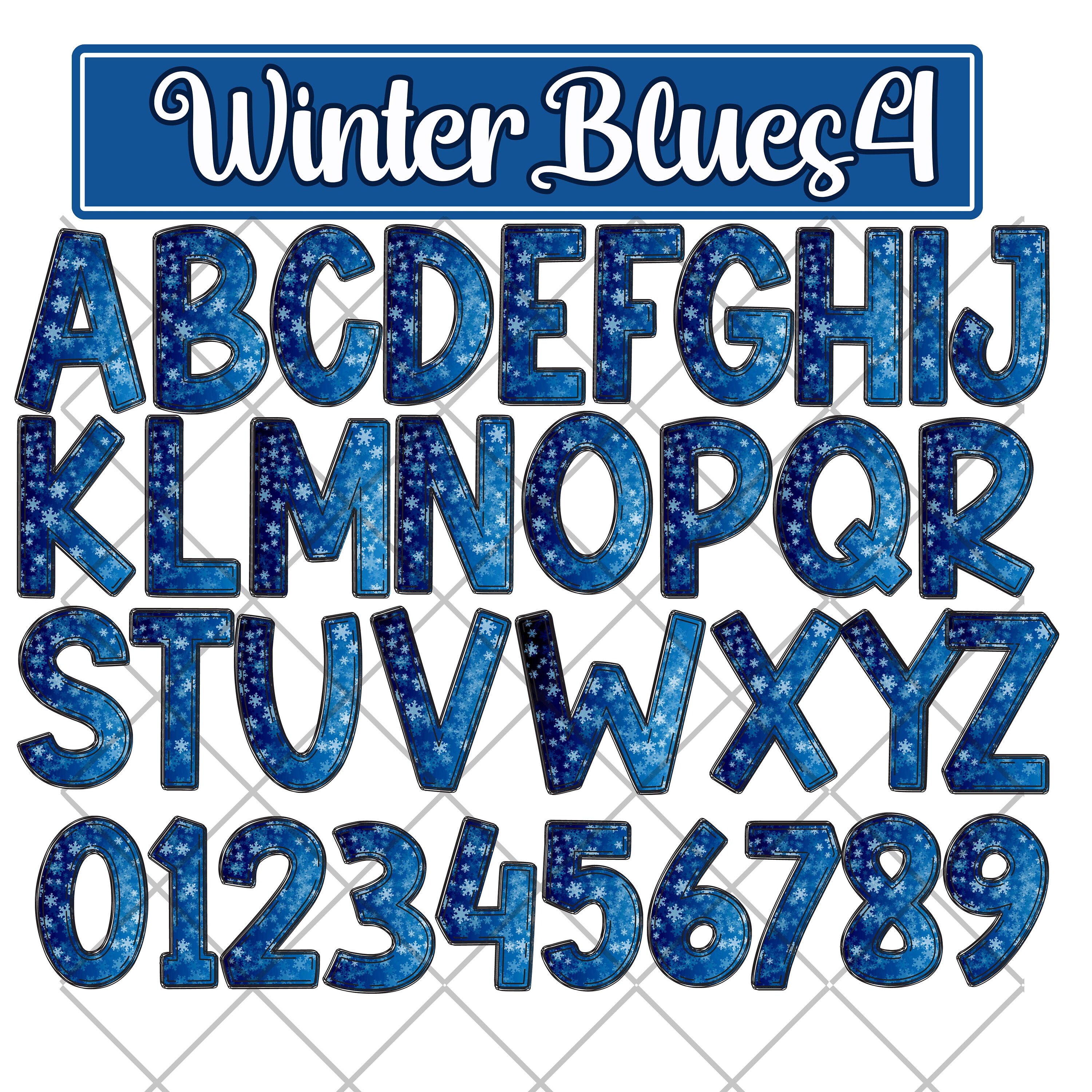Winter Doodle Alphabet Letter PNG Bundle Winter Doodle Letter Number ...