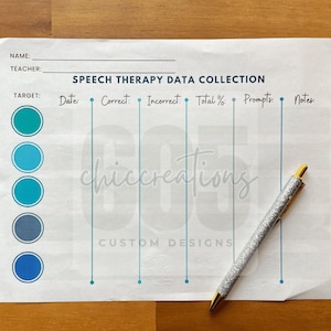 Speech Therapy Data Sheet for SLP Data Collection Sheet Printable ...