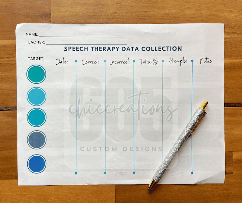 Speech Therapy Data Sheet for SLP Data Collection Sheet Printable ...
