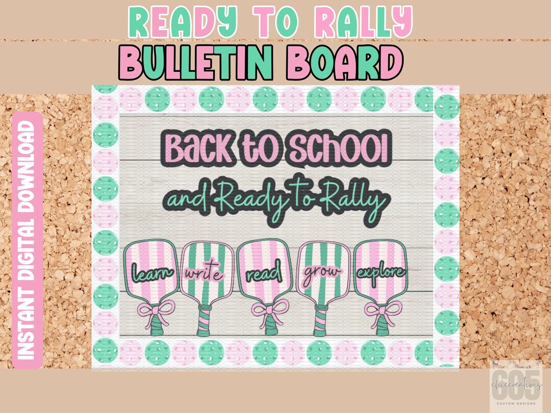 Pickleball Bulletin Board for Back to School Green and Pink Classroom ...