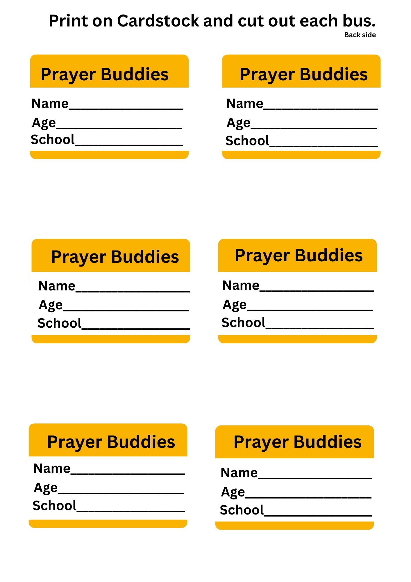Prayer Buddies: Daily Prayer Cards- Resource for Children's-prayer ...