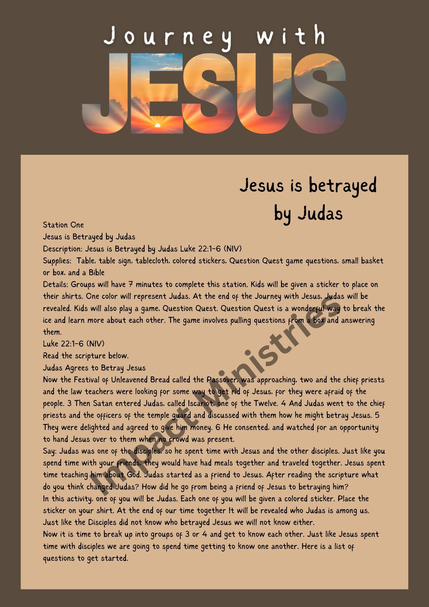 Journey With Jesus | Easter Story Adventure for Kids | 5 Station ...