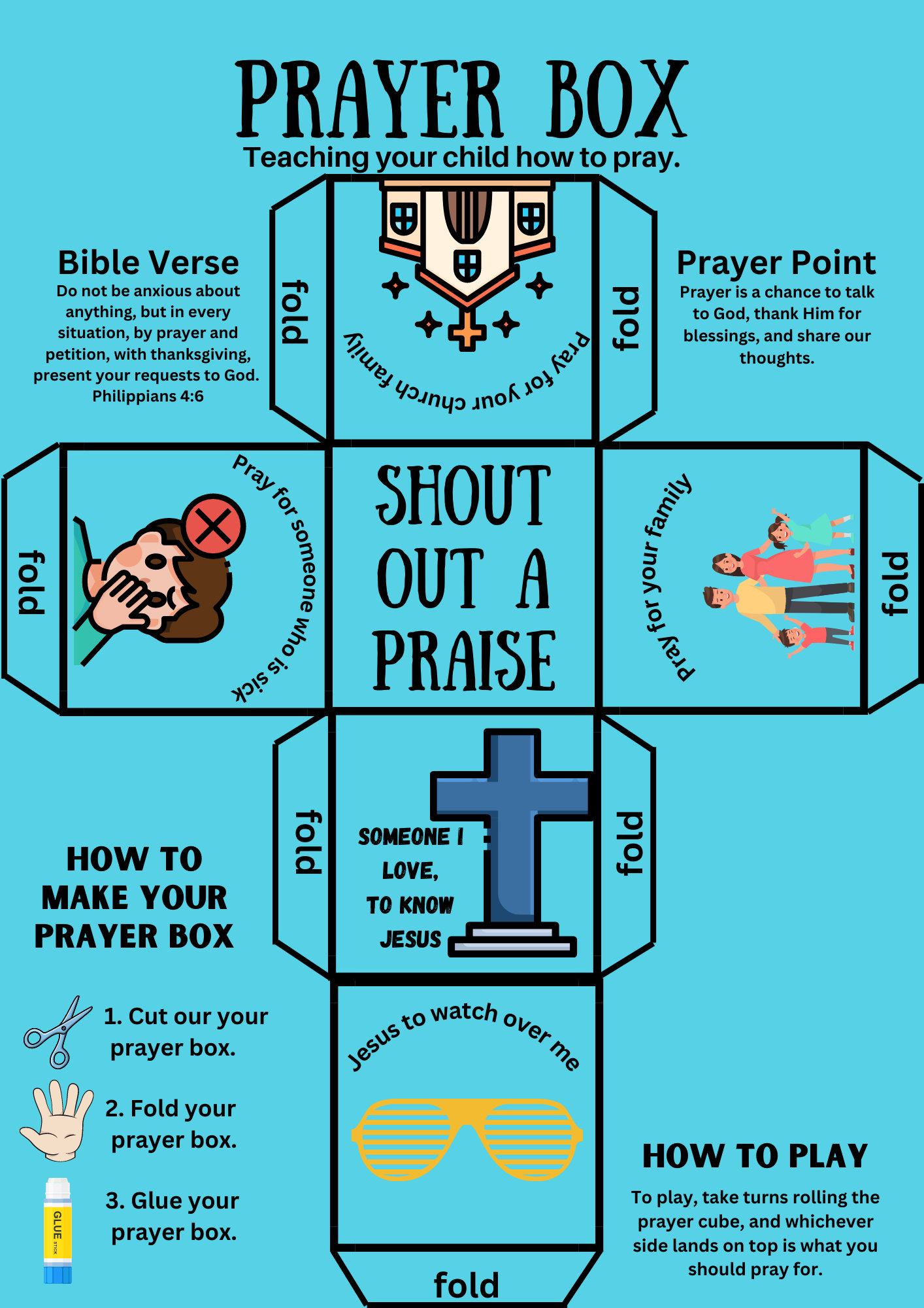 Prayer Cube-color Your Own Options or an In-color Page Options, for ...