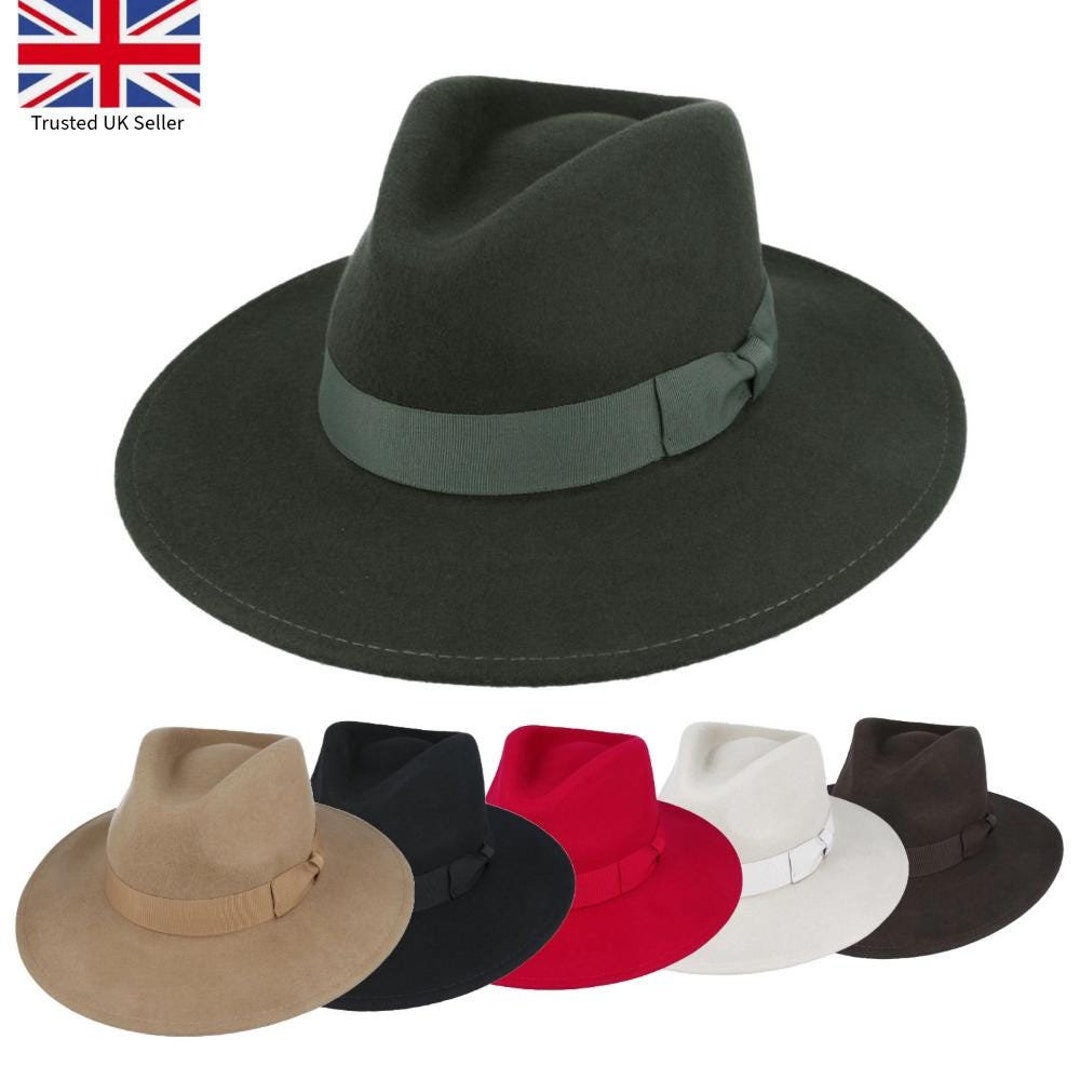 Wide Brim Fedora Hat 100% Wool Crushable Felt Fedora Hand Crafted ...