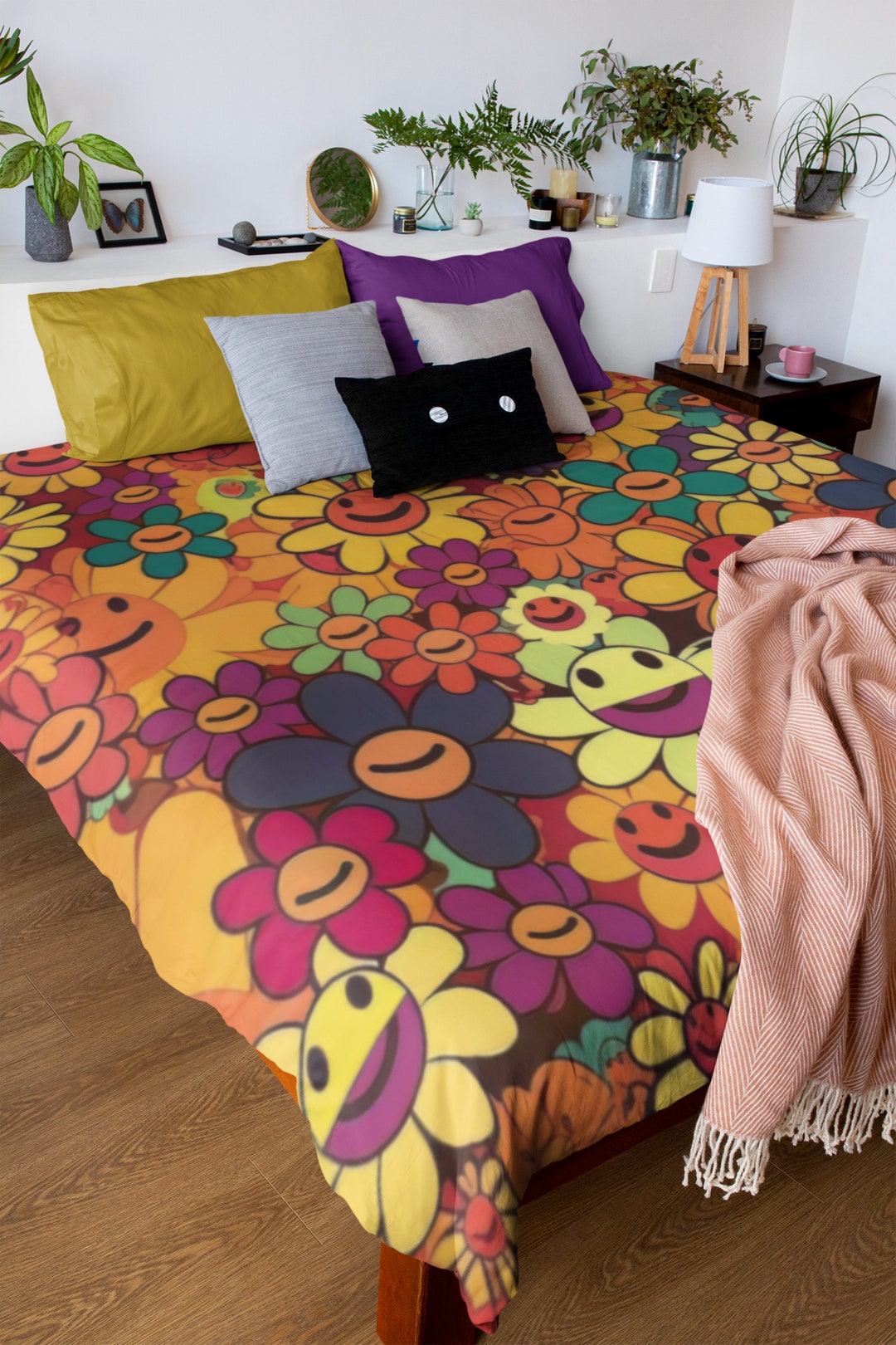 Smiley Faces Duvet Cover Smiley Faces Comforter Hippie Comforter Groovy ...