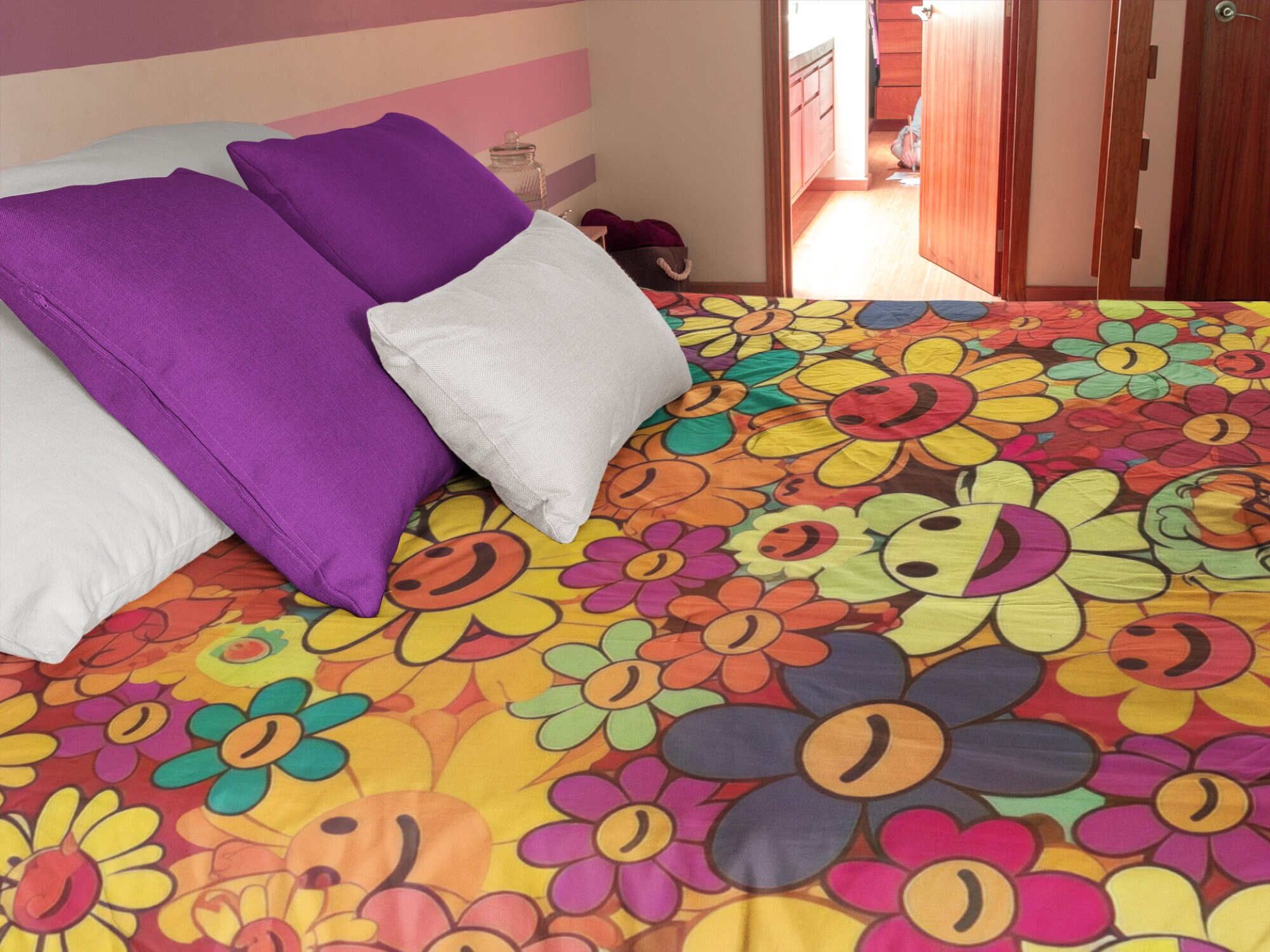 Smiley Faces Duvet Cover - Smiley Faces Comforter - Hippie Comforter ...