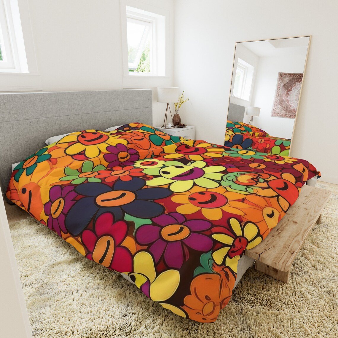 Smiley Faces Duvet Cover Smiley Faces Comforter Hippie Comforter Groovy ...