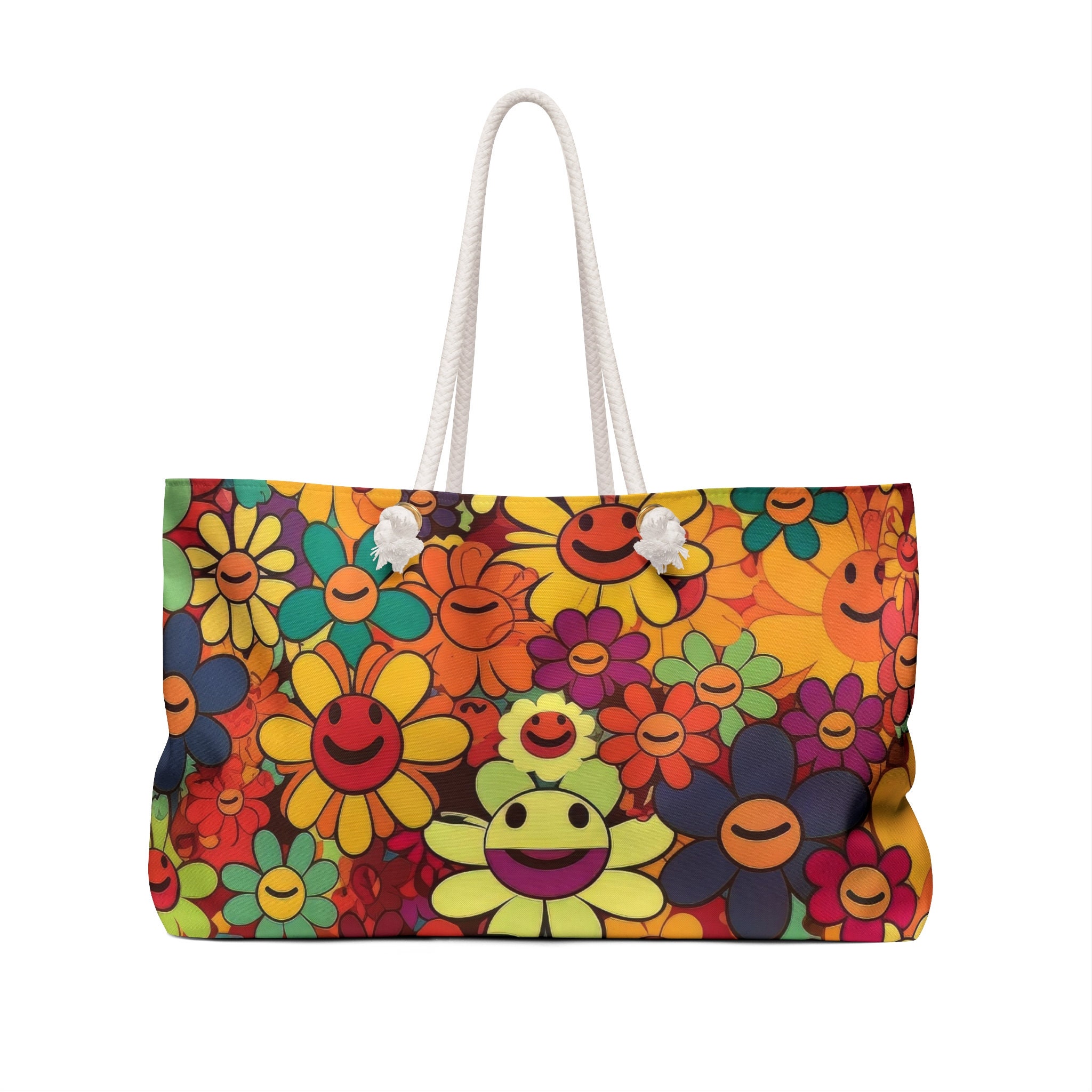 Smiley Faces Weekender Bag Groovy Tote Bag Retro Bag Hippie 1970's Bag ...